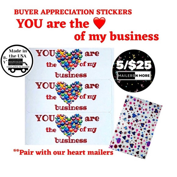 Mailers N More | Office | Buyer Appreciation Stickers Heart Stickers ...